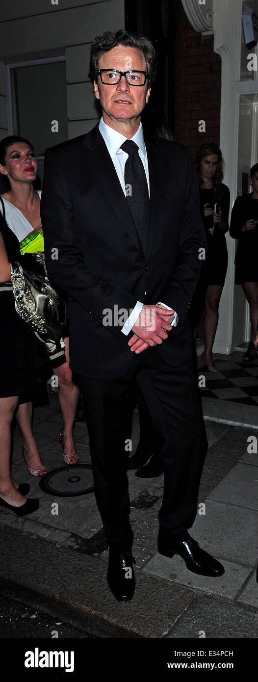 A slimmer-looking Colin Firth leaving Mark's Club after attending a ...