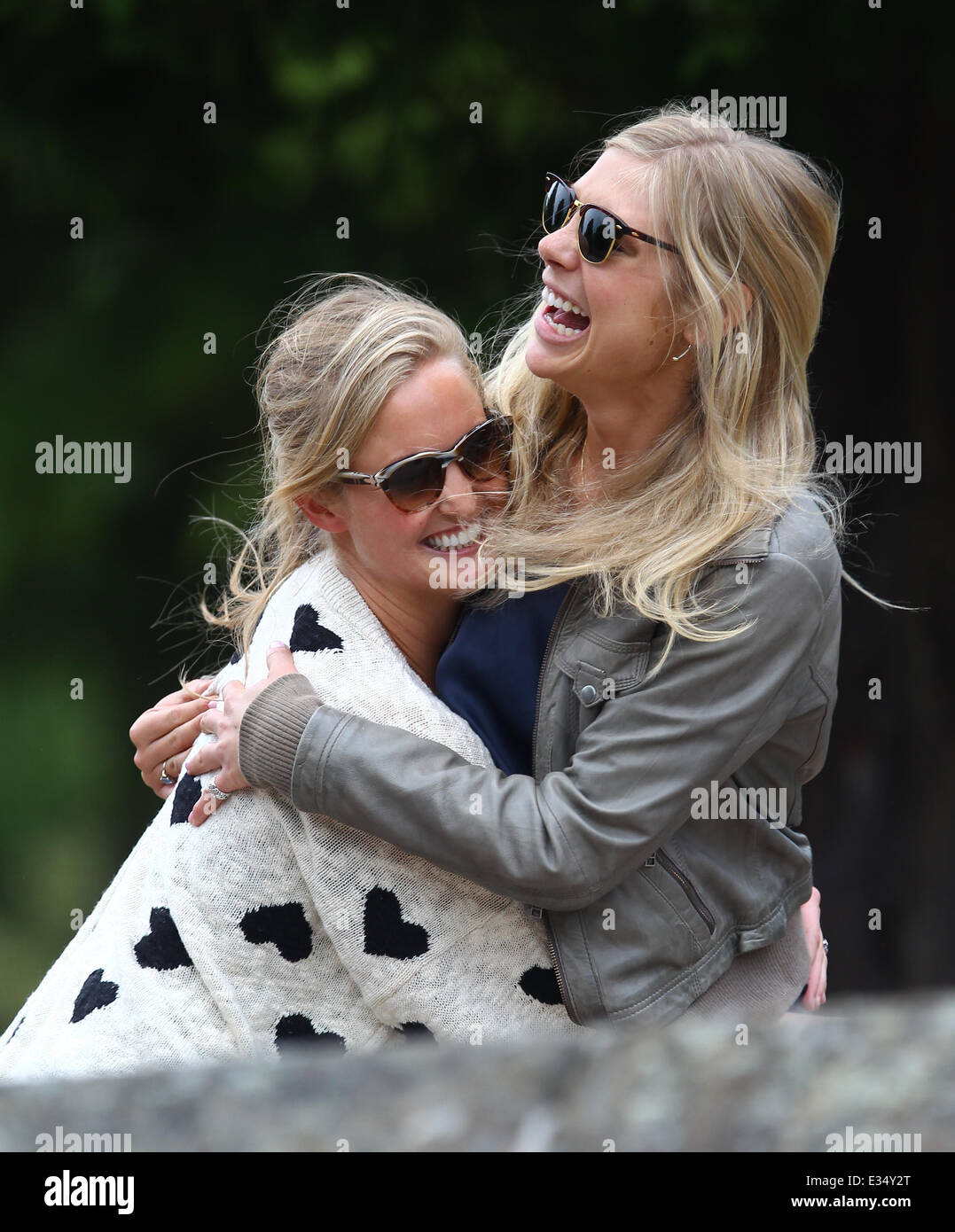 Chelsy Davy and Lady Melissa Percy lark around at Alnwick Castle ...