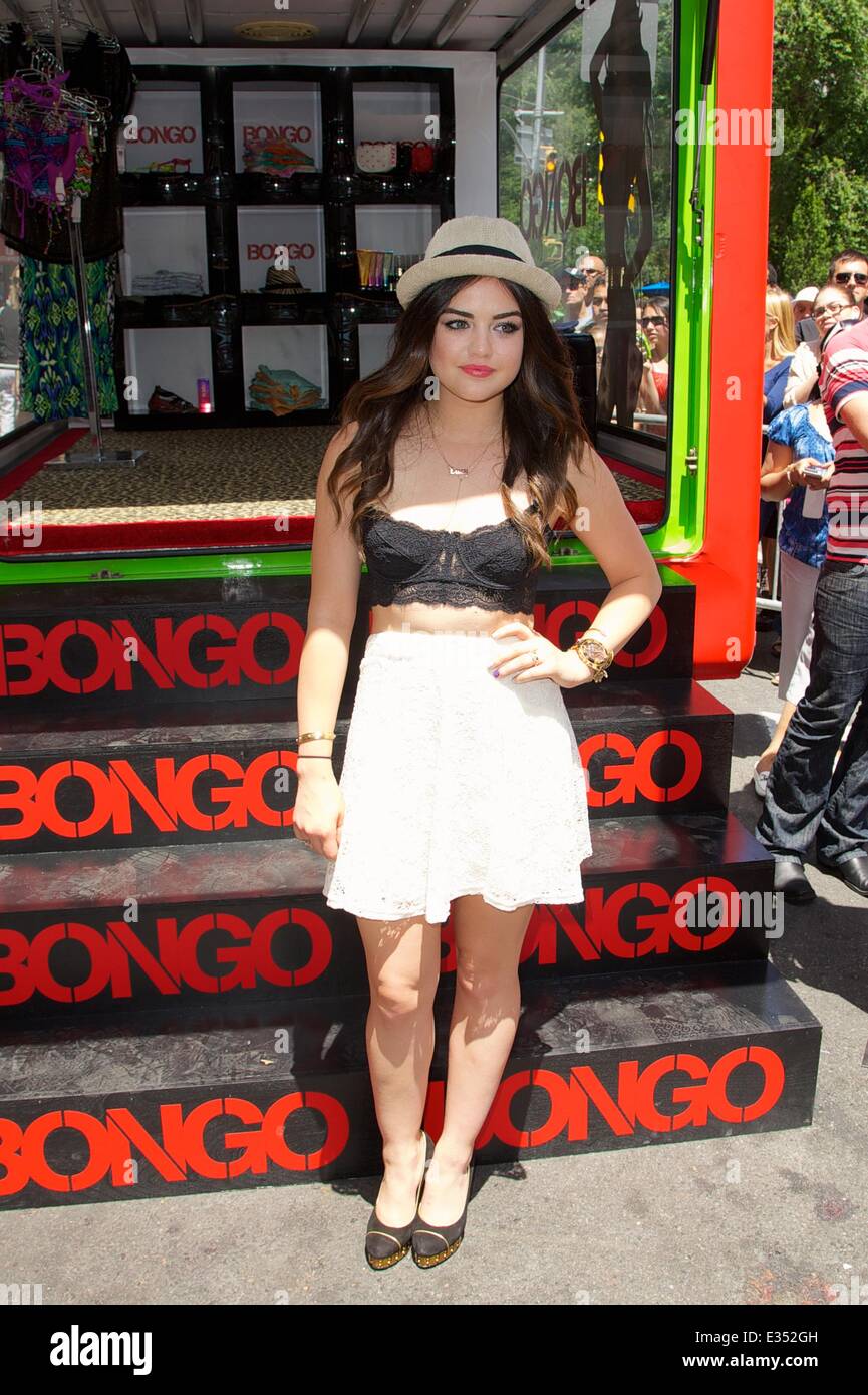 Lucy Hale rides around NYC in the Bongo Boutique truck featuring trends ...