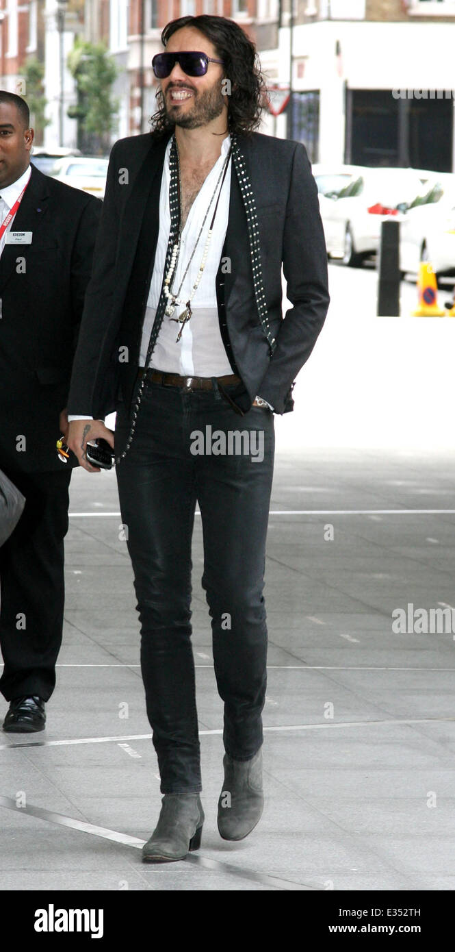 Russell Brand arrives at the BBC studios ahead of his appearance on ...