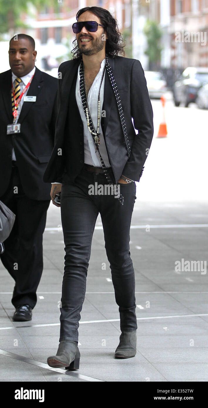 Russell Brand arrives at the BBC studios ahead of his appearance on ...