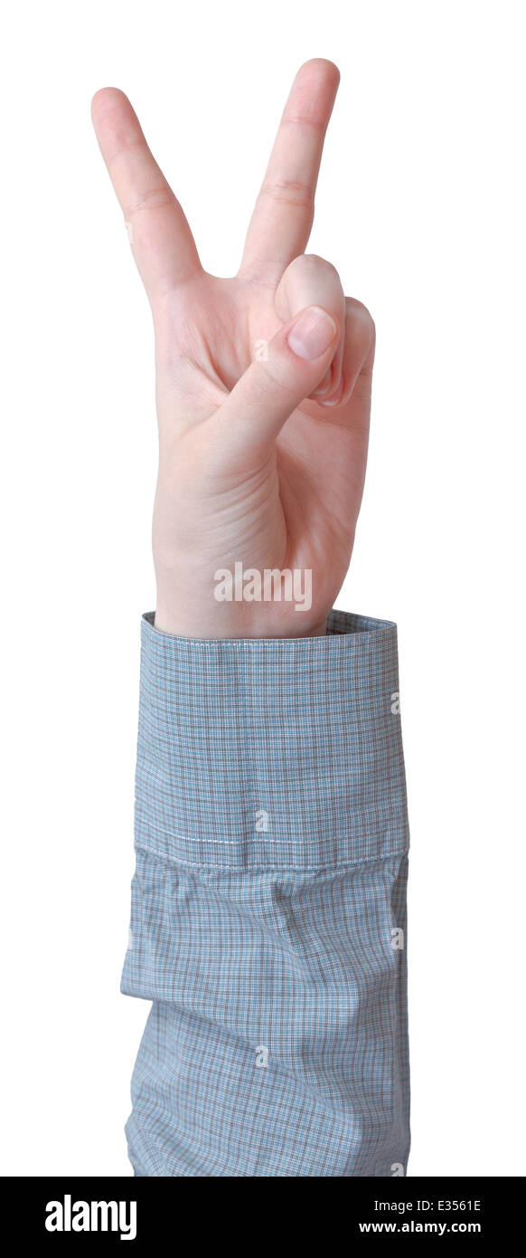 counting two - hand gesture isolated on white background Stock Photo ...