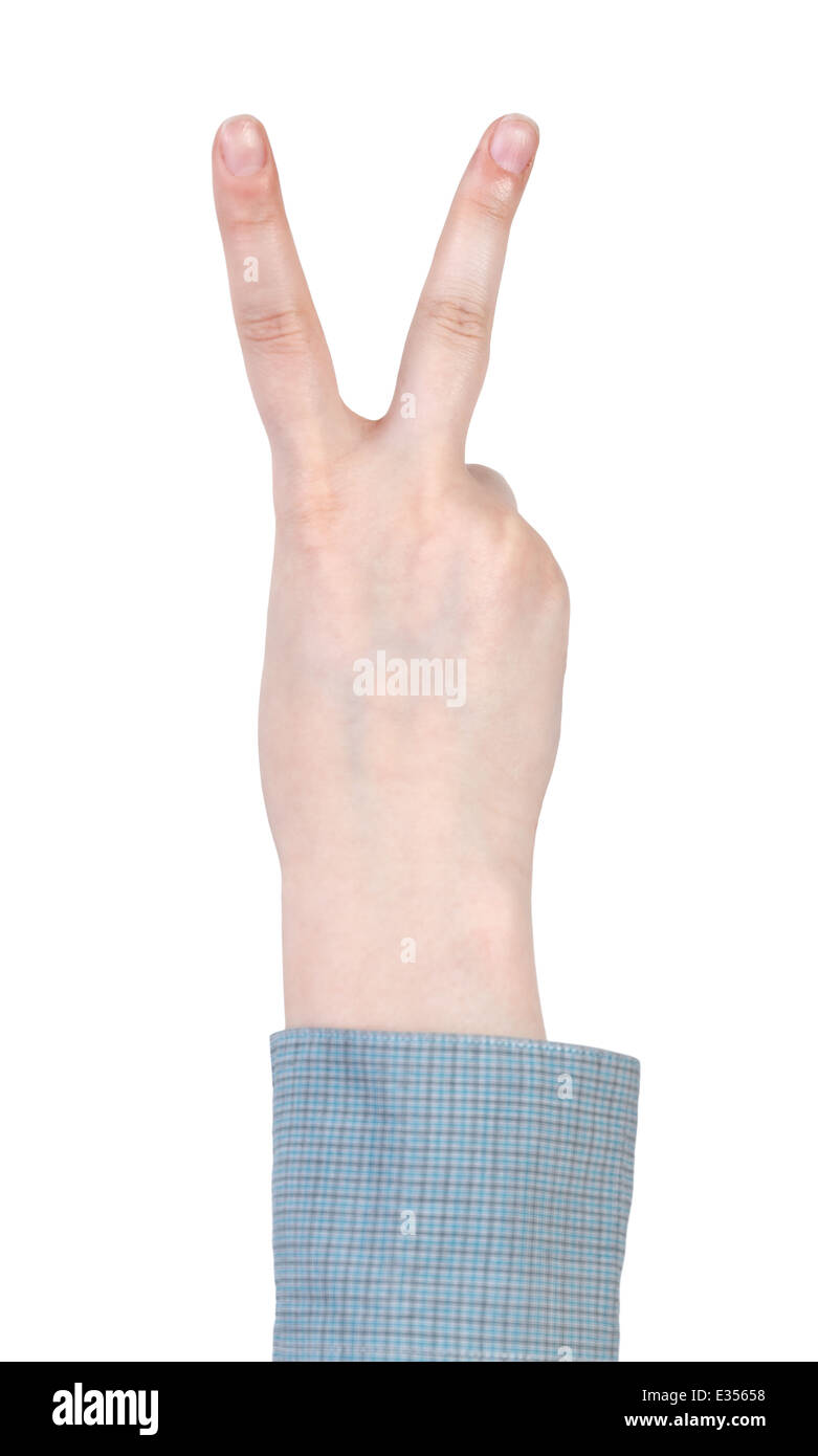 counting two - hand gesture isolated on white background Stock Photo ...