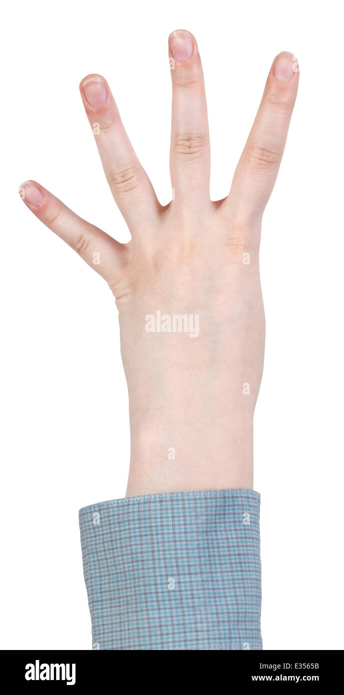 counting four - hand gesture isolated on white background Stock Photo ...