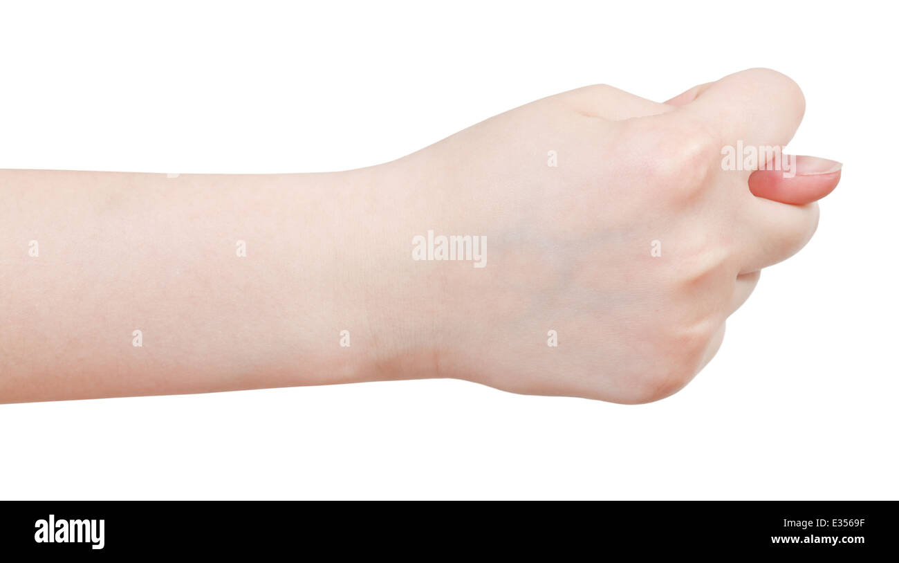 side view of fig finger sign - hand gesture isolated on white ...