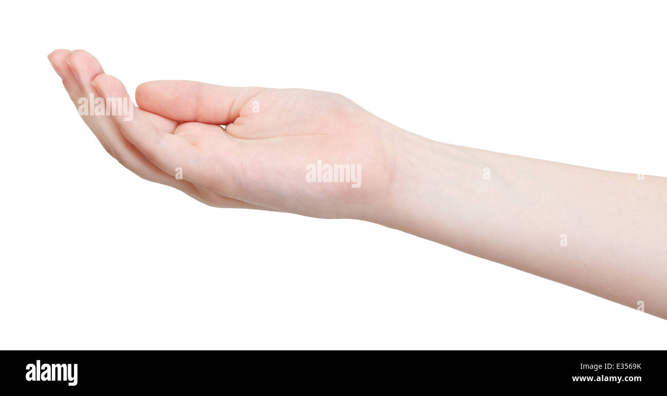 hollow palm - hand gesture isolated on white background Stock Photo - Alamy
