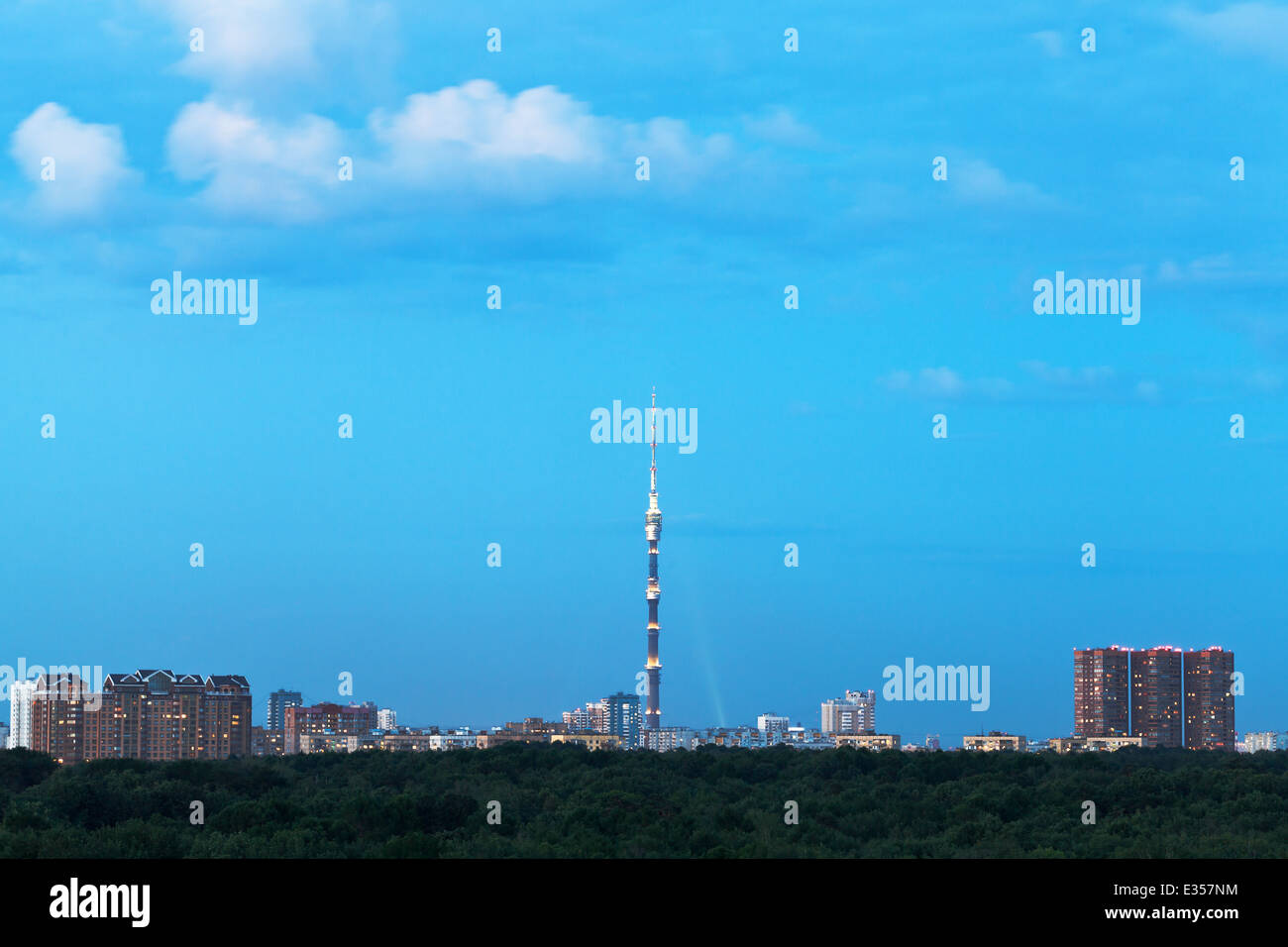 durk blue dusk sky over town in summer evening Stock Photo - Alamy