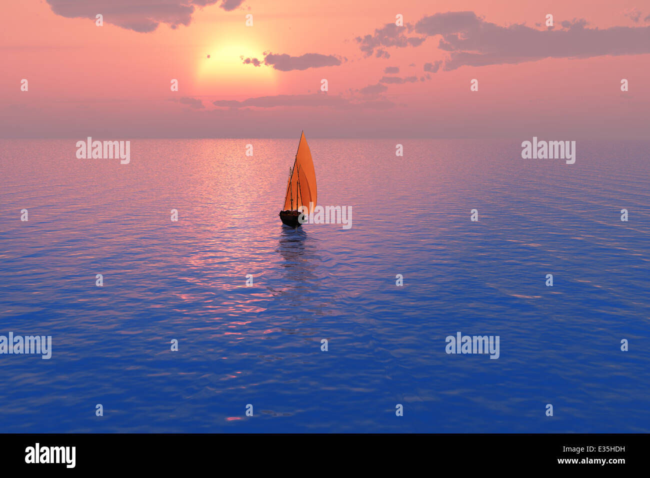 sailing ship at sunset Stock Photo - Alamy
