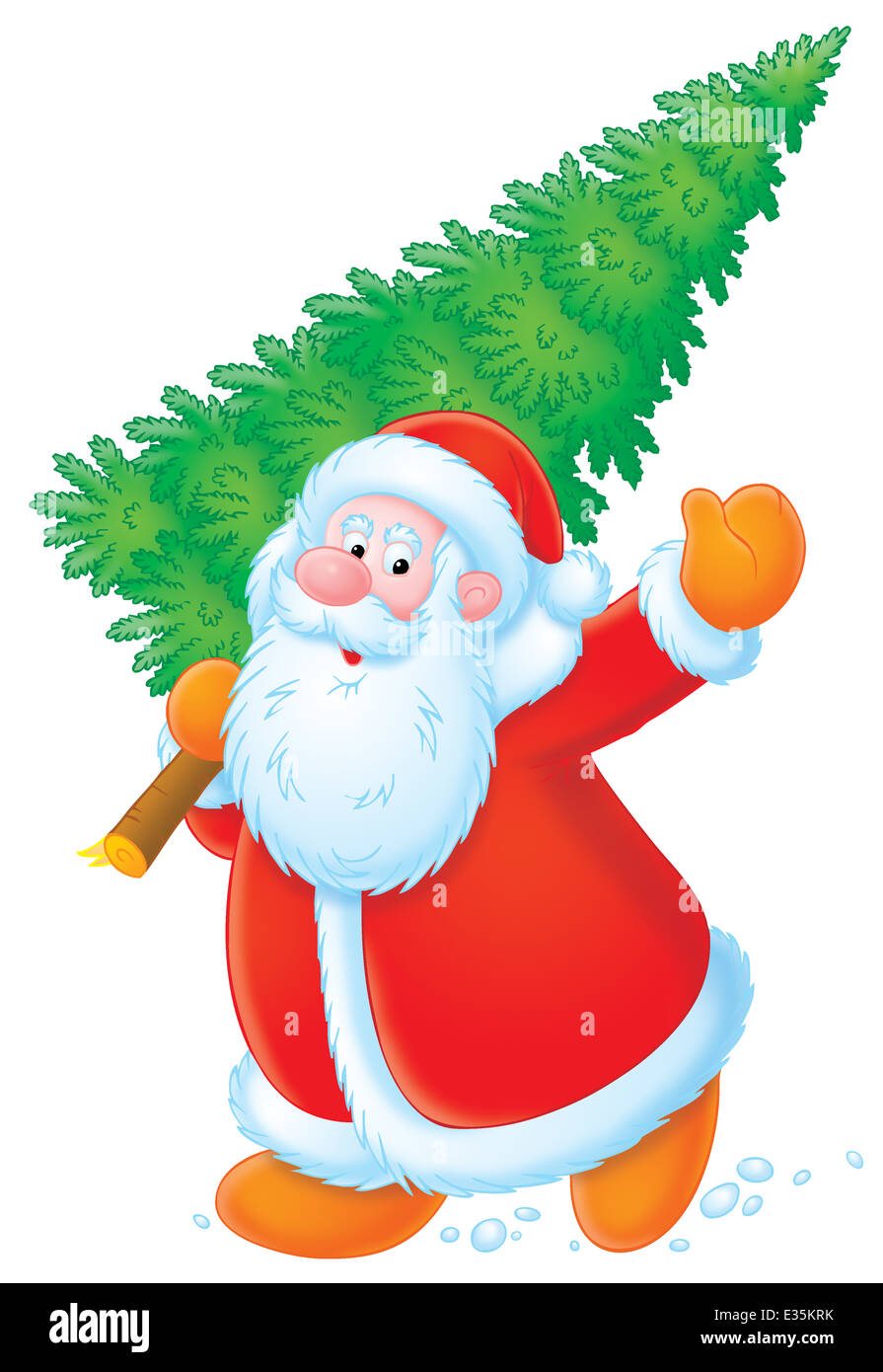 Santa Claus with Christmas tree Stock Photo - Alamy
