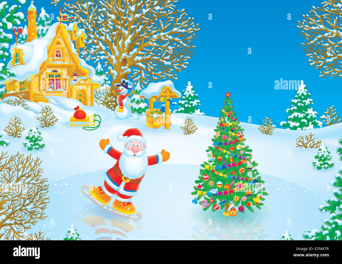 Santa claus ice skating hi-res stock photography and images - Alamy