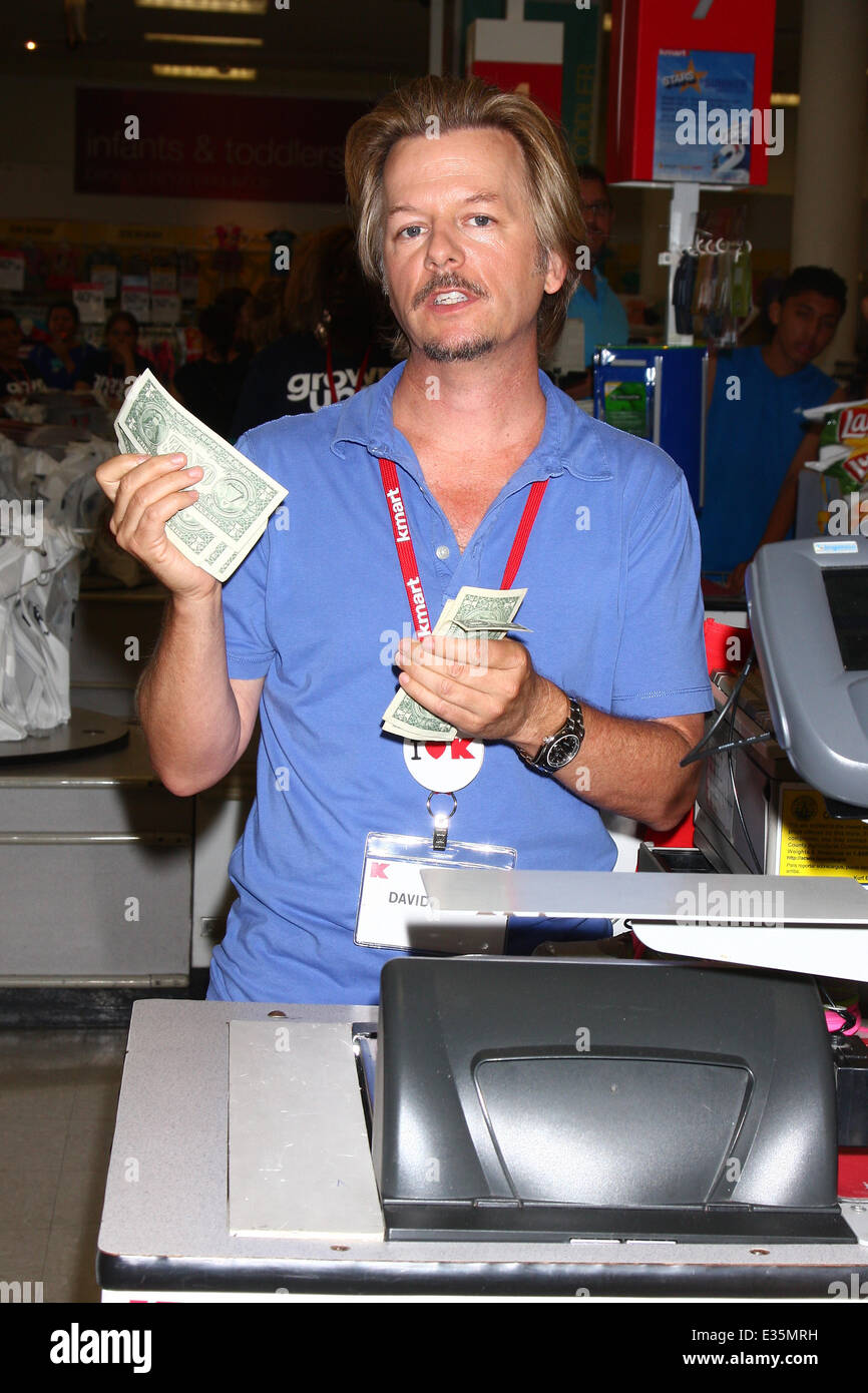 David Spade works as a Kmart clerk for charity to promote 'Grown Ups 2 ...