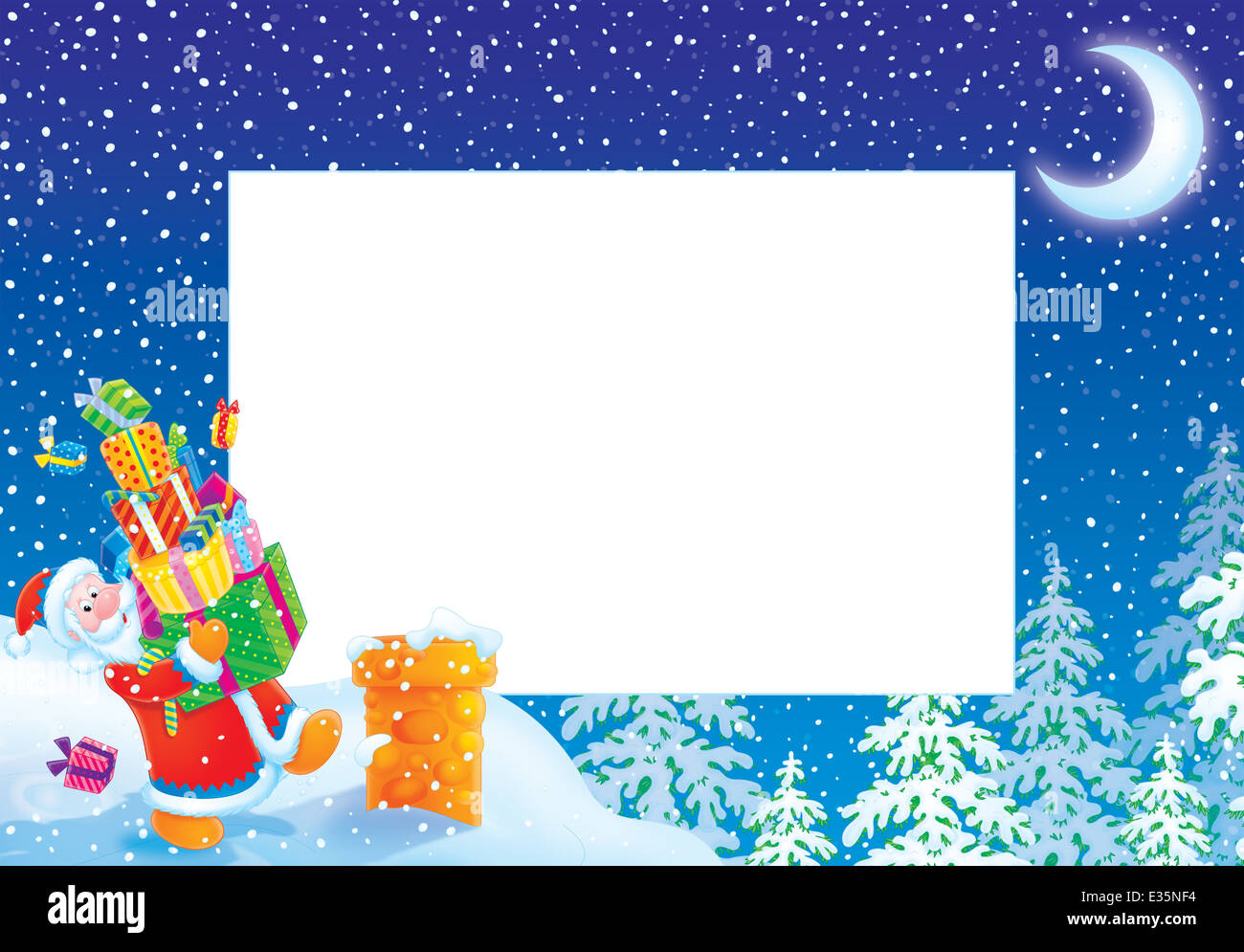 Christmas frame / border with Santa Claus Stock Photo - Alamy