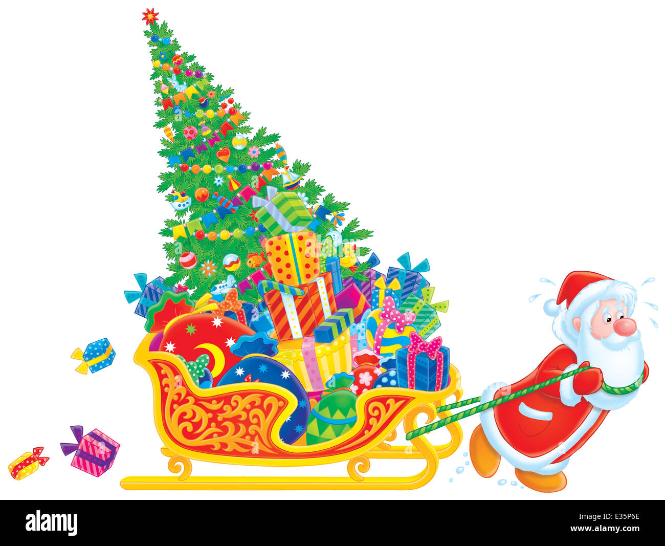 Santa pulling his sledge Stock Photo - Alamy