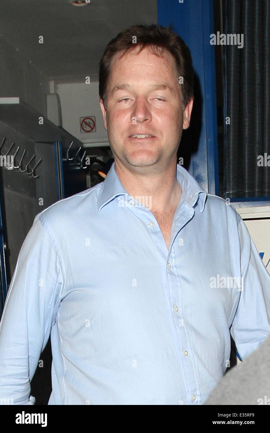 Sir Mick Jagger and Nick Clegg leaving La Famiglia restaurant off the ...