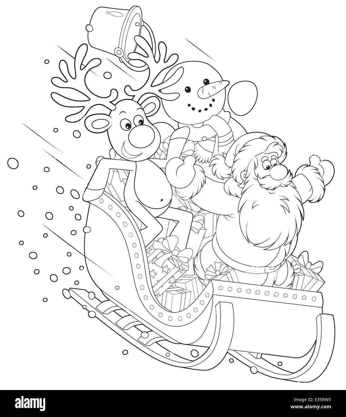 Santa claus presents holidays Black and White Stock Photos & Images - Alamy