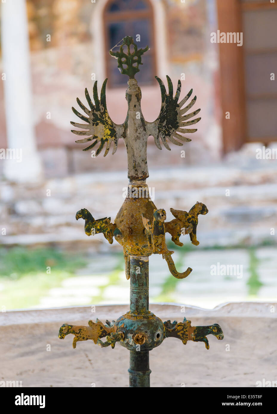 Fountain detail inside monastery of Holy Mount Athos in Greece Stock ...