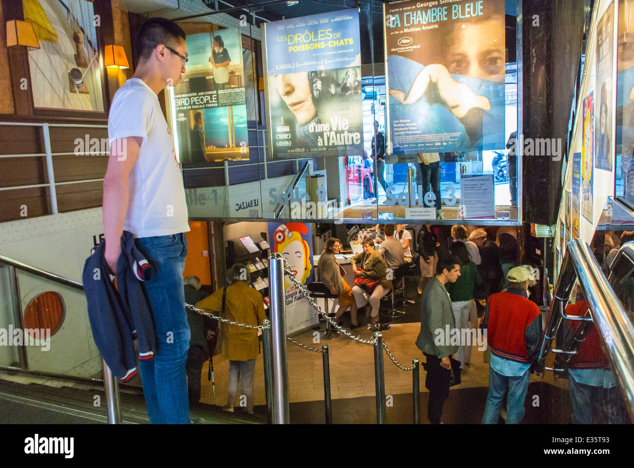 Paris, France, Chinese Tourists, Inside Cinema Lobby, French Movie ...