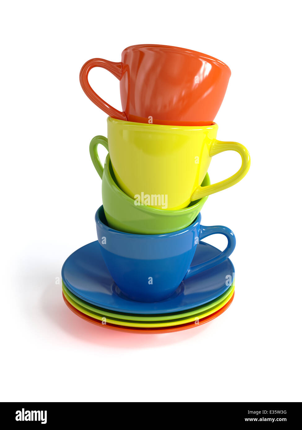 3d render of colorful cups isolated on white background Stock Photo - Alamy