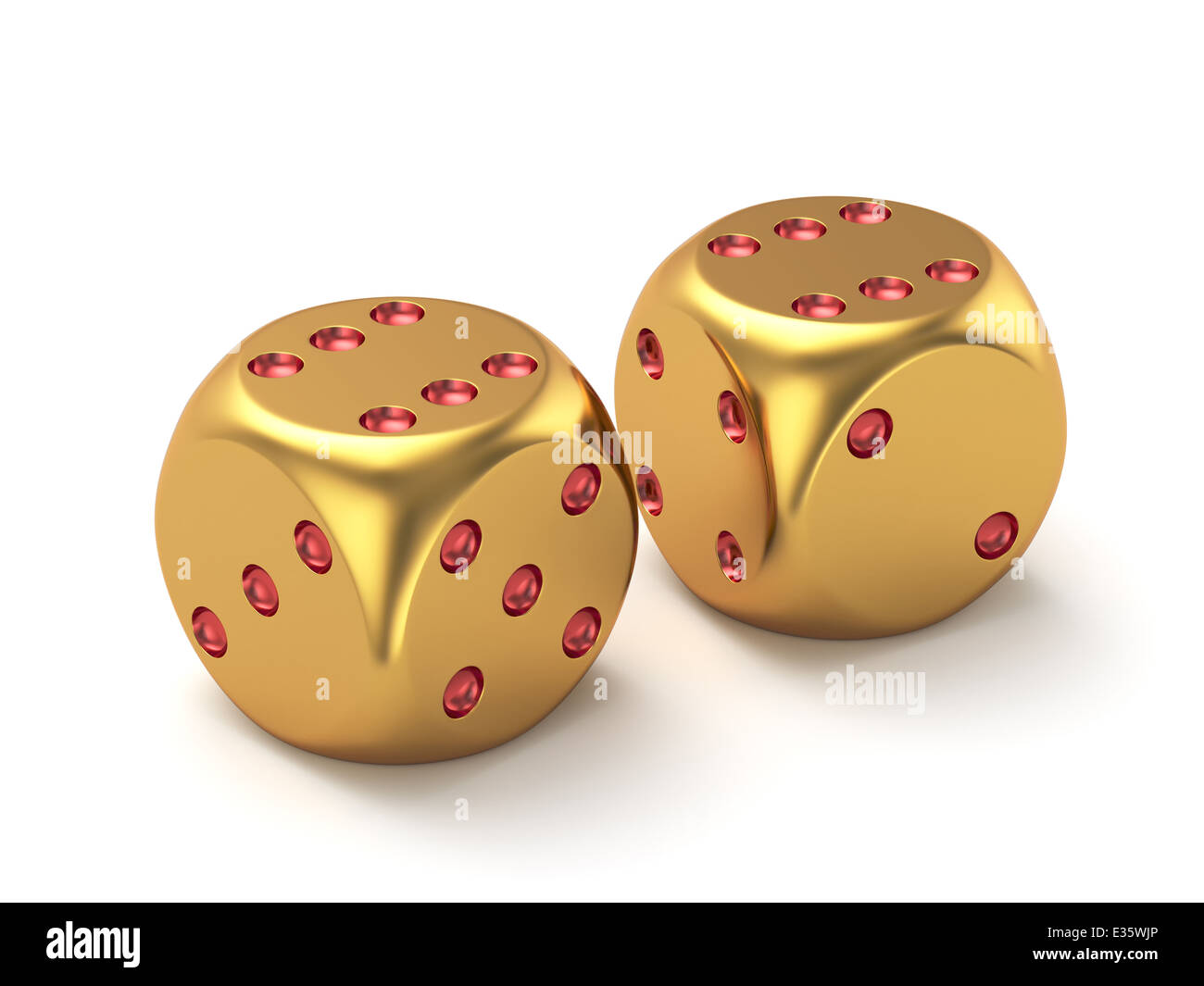 3d render of golden dices isolated on white background Stock Photo - Alamy