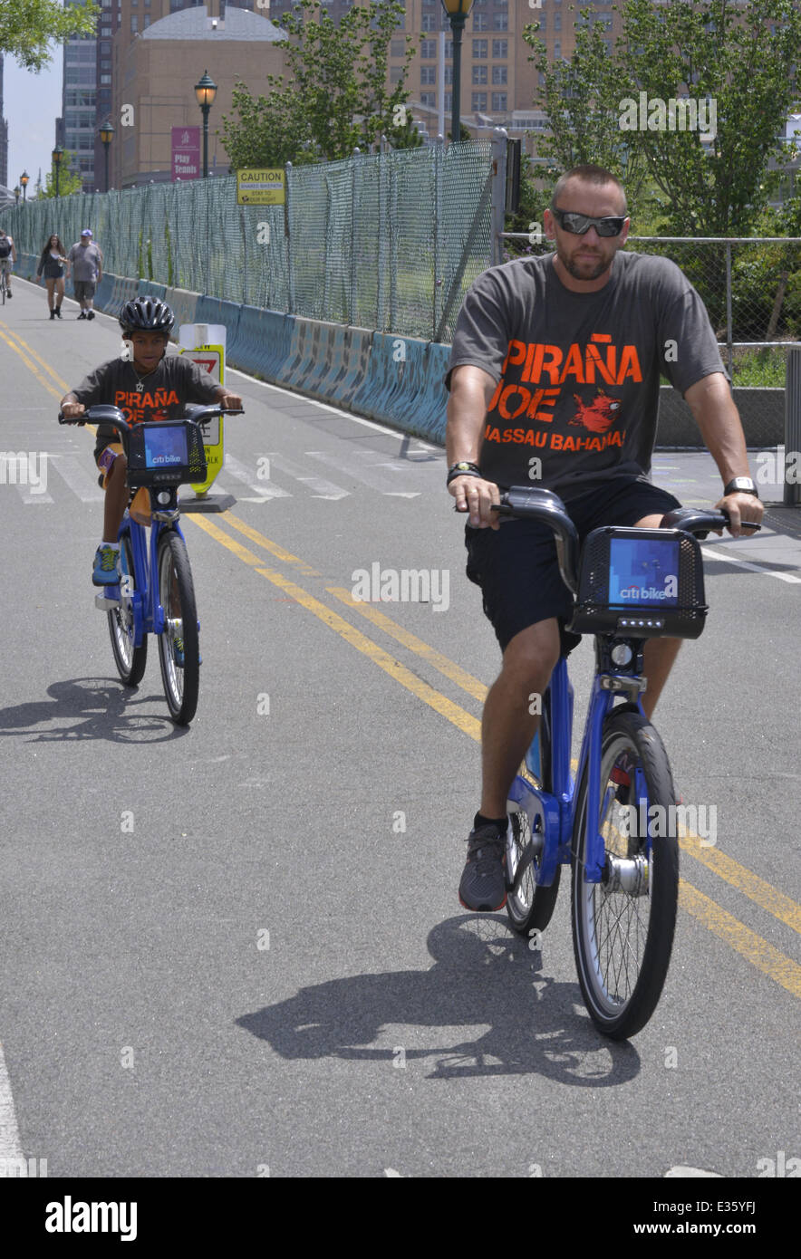Martin Kristen and Henry Samuel go for a bike ride in New York City ...