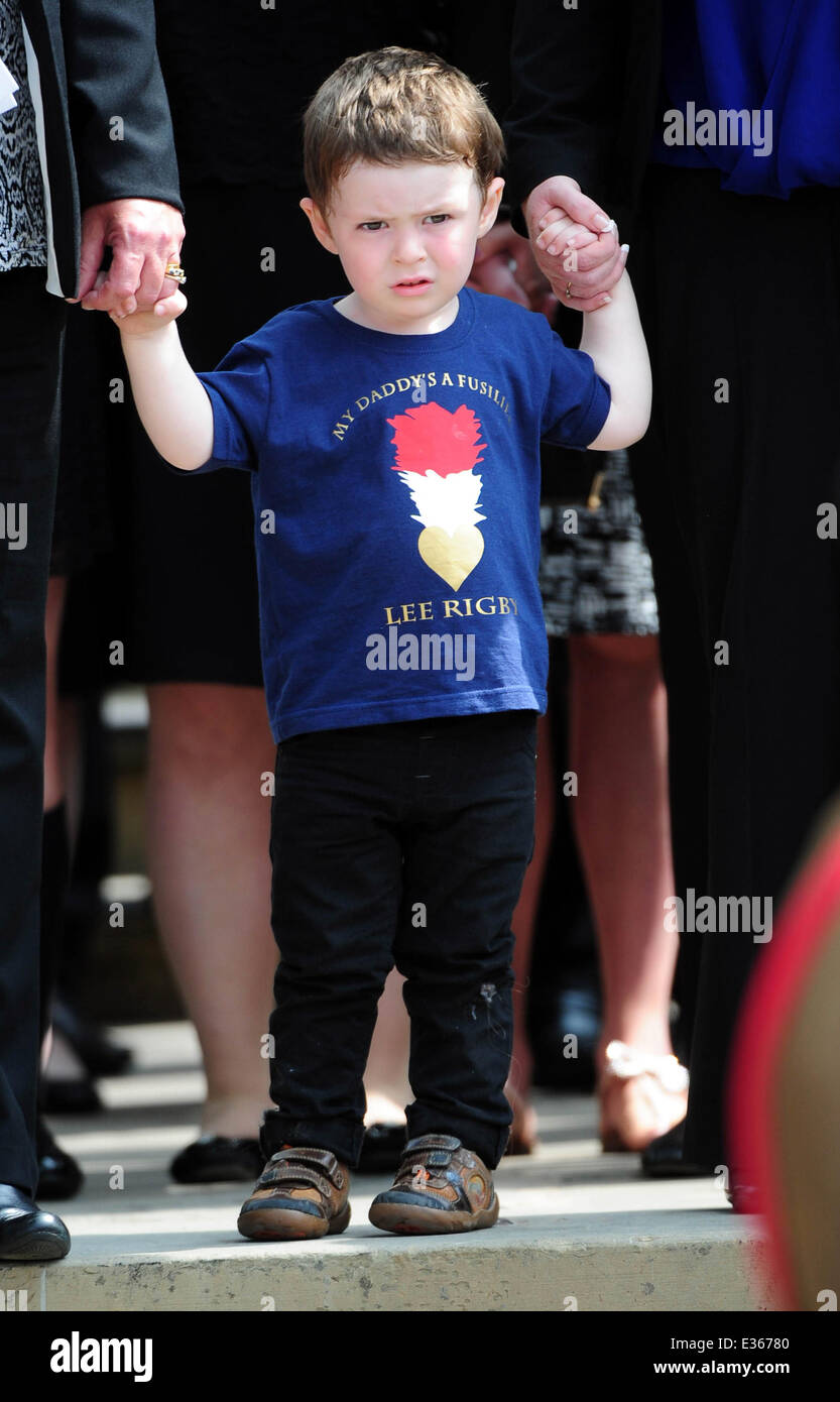 The funeral service of Drummer Lee Rigby. Soldiers lined the streets ...