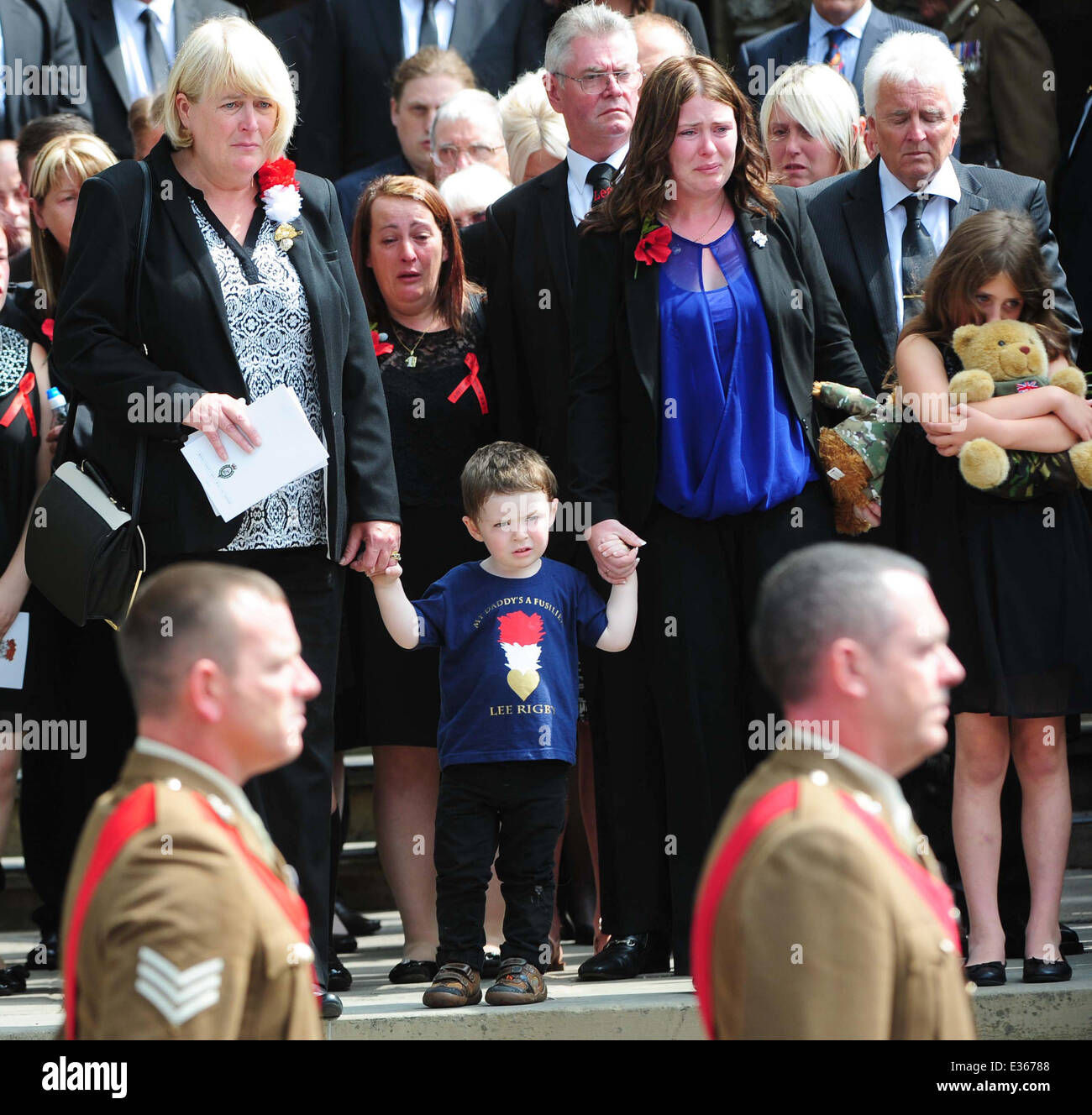 The funeral service of Drummer Lee Rigby. Soldiers lined the streets ...