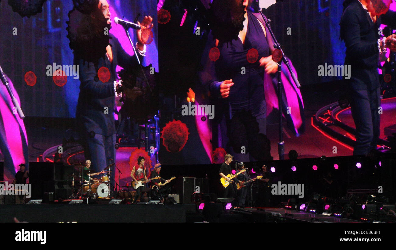 The Rolling Stones performing at their final concert of their tour in ...