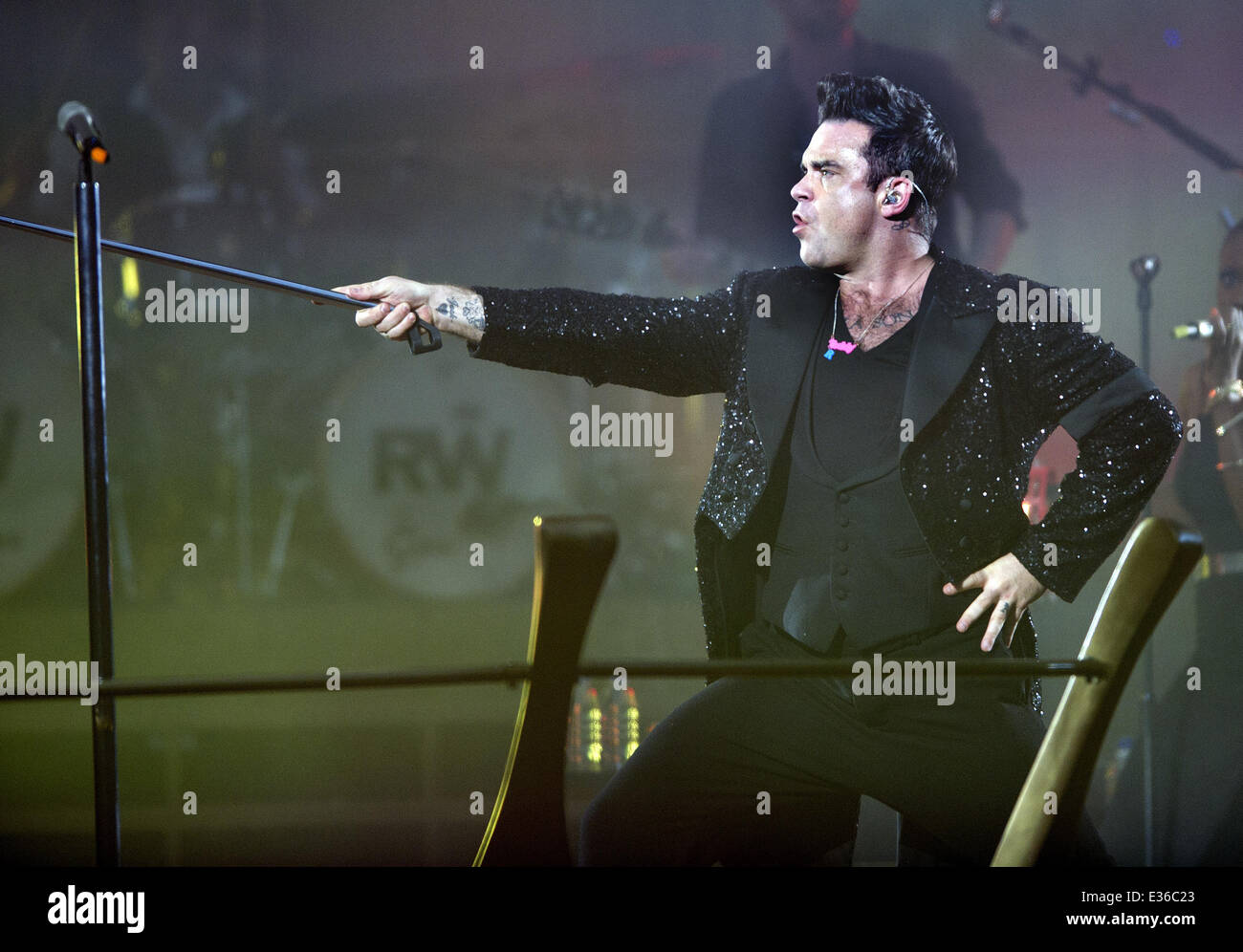 Robbie Williams performs to a sold-out crowd at Amsterdam ArenA ...