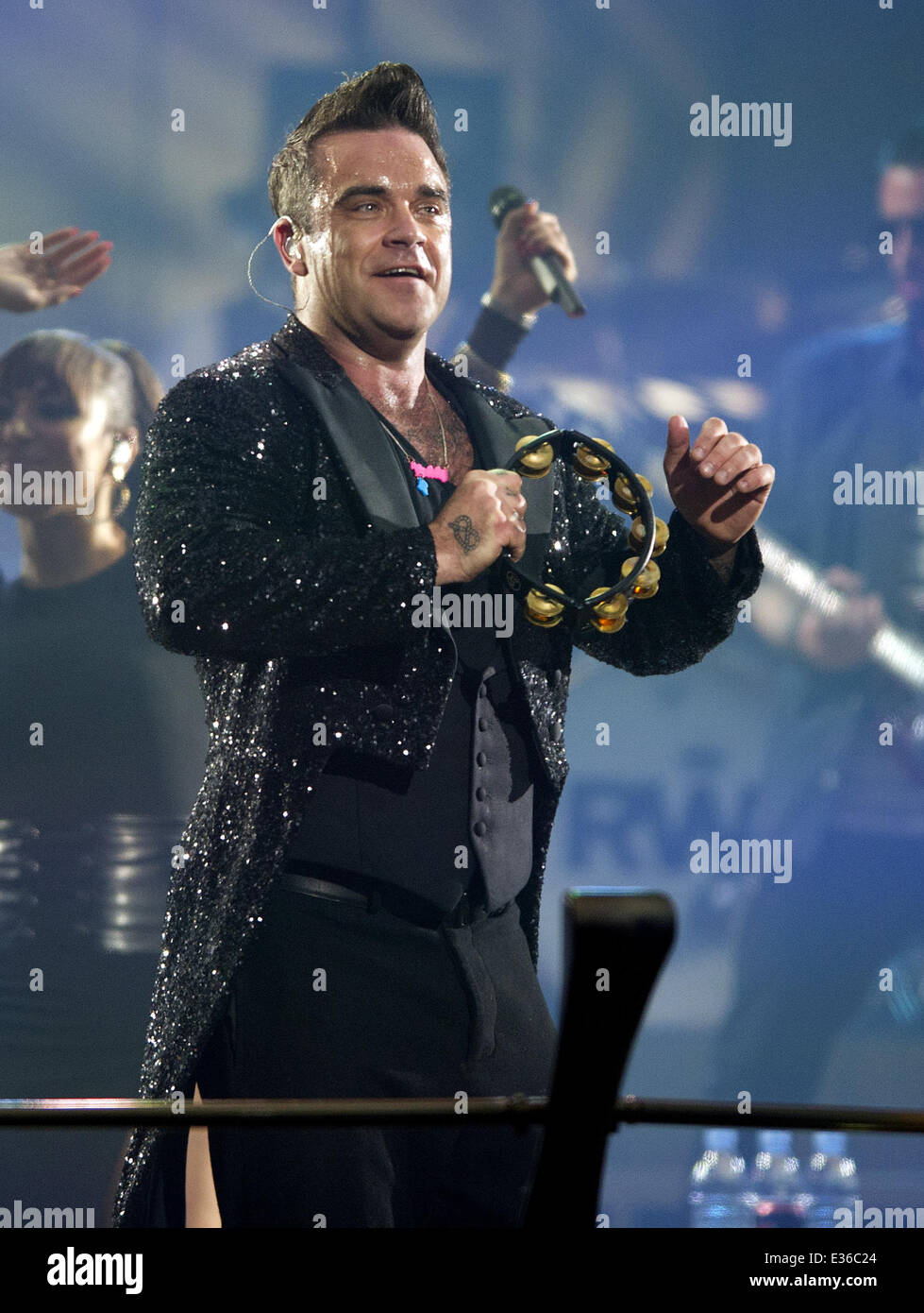 Robbie Williams performs to a sold-out crowd at Amsterdam ArenA ...