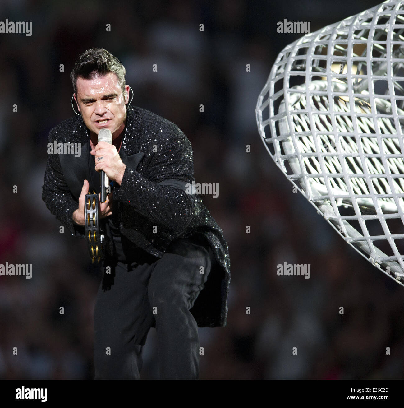 Robbie Williams performs to a sold-out crowd at Amsterdam ArenA ...