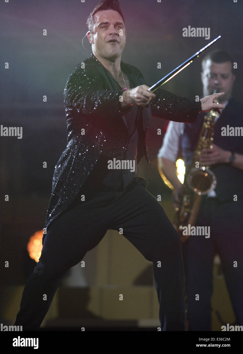 Robbie Williams performs to a sold-out crowd at Amsterdam ArenA ...
