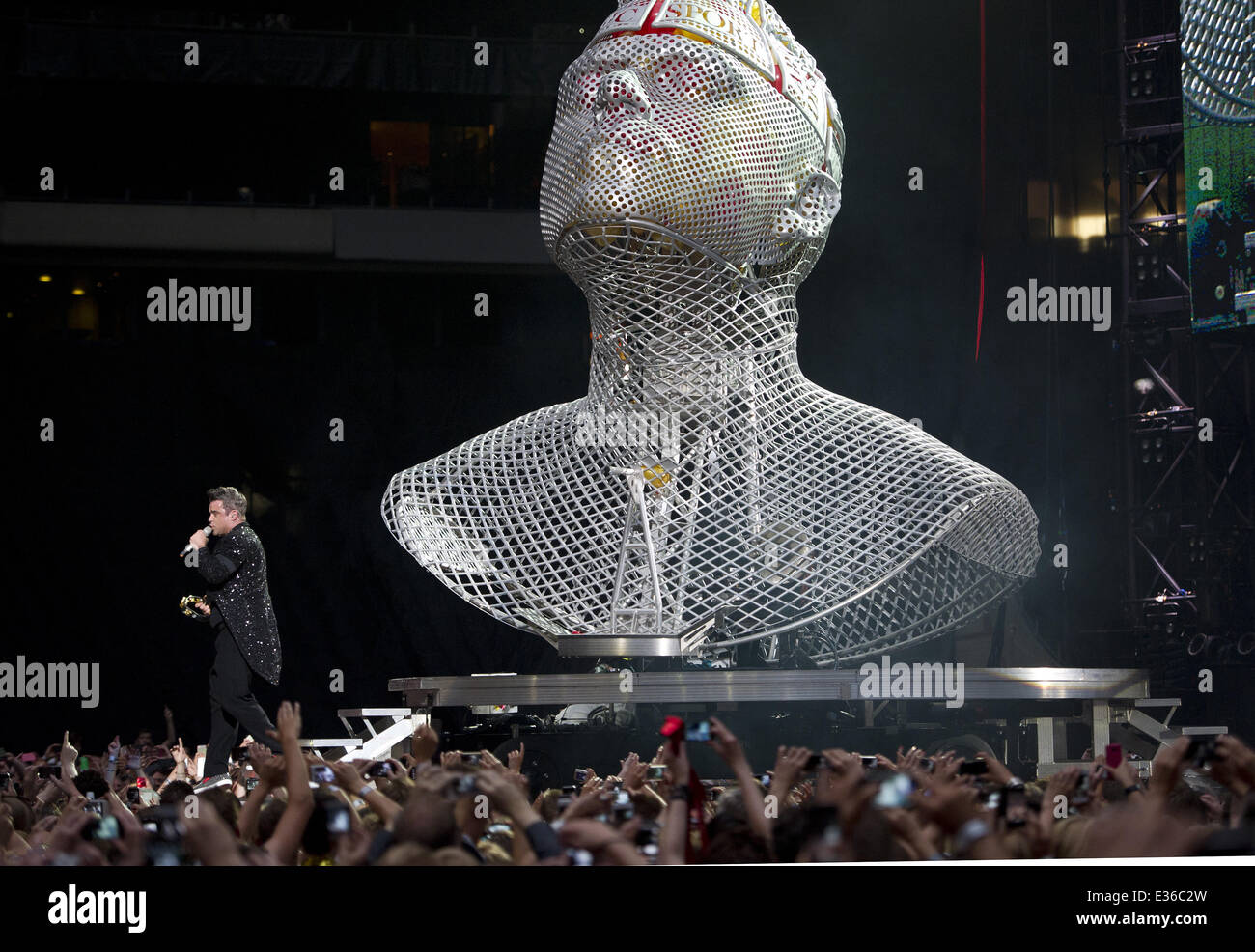 Robbie Williams performs to a sold-out crowd at Amsterdam ArenA ...