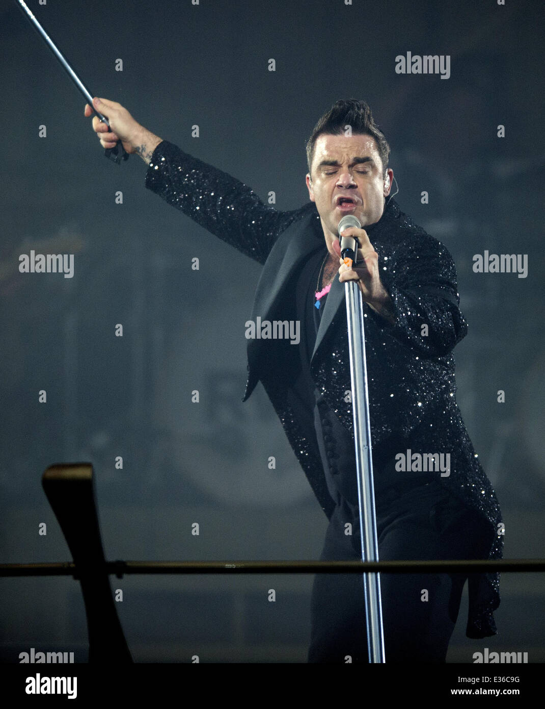 Robbie Williams performs to a sold-out crowd at Amsterdam ArenA ...