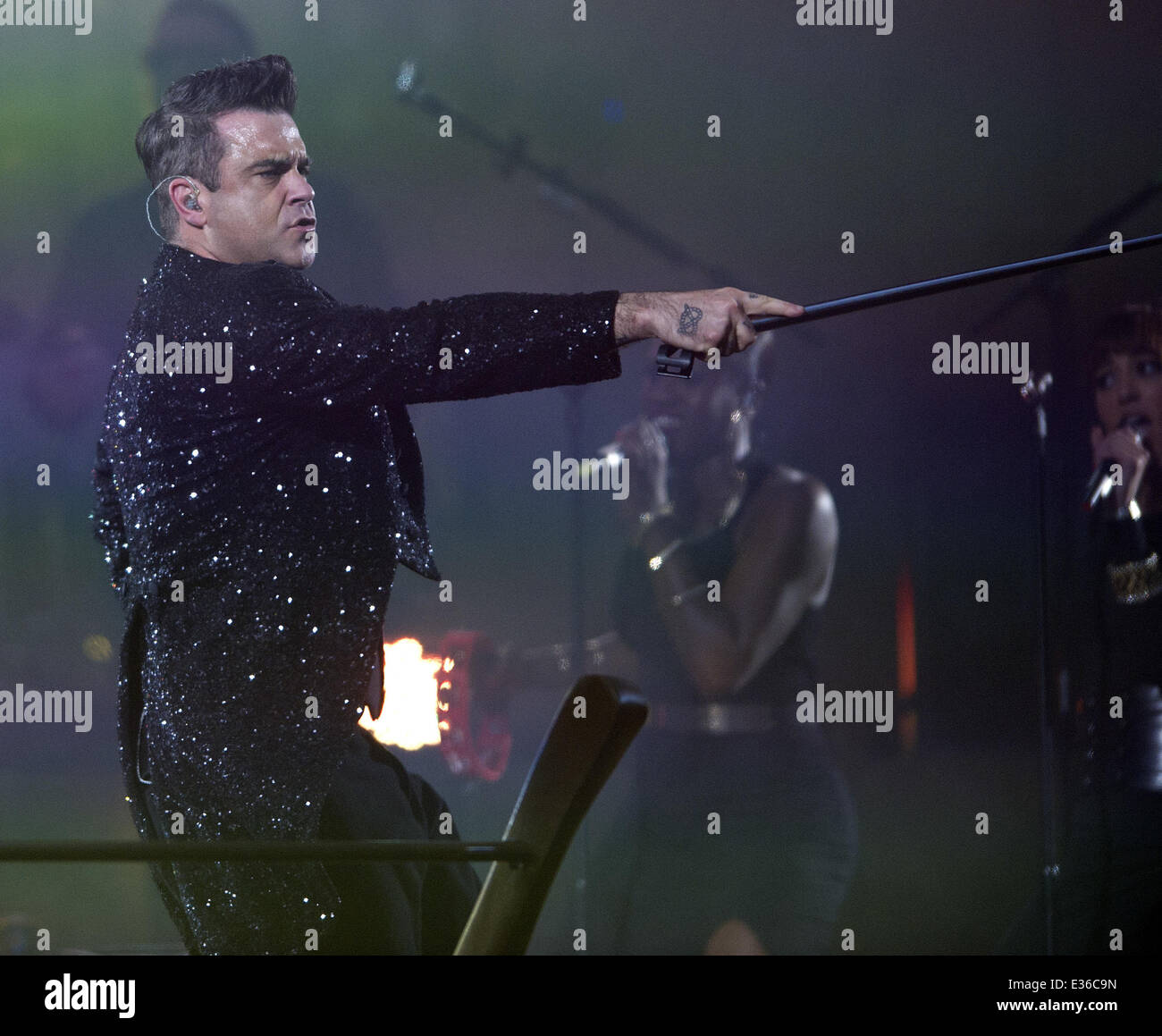 Robbie Williams performs to a sold-out crowd at Amsterdam ArenA ...