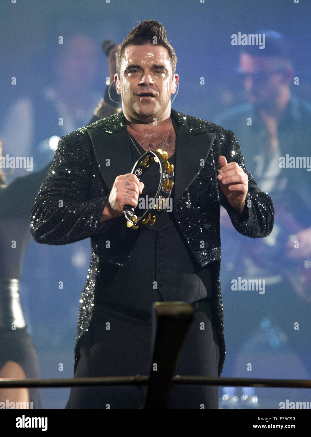 Robbie Williams performs to a sold-out crowd at Amsterdam ArenA ...