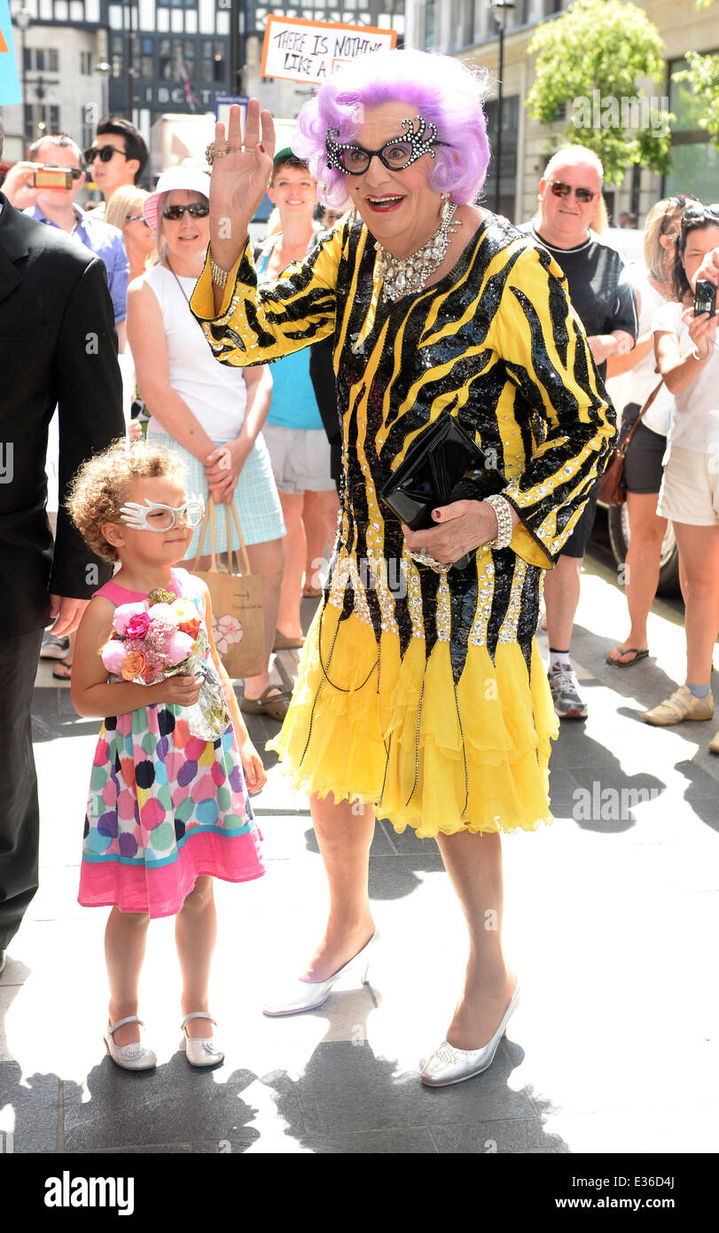 Dame Edna Everage, real name Barry Humphries, arrives at The London ...