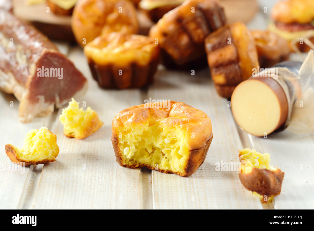 Traditional Serbian pastry with cheese called proja.Selective focus on ...