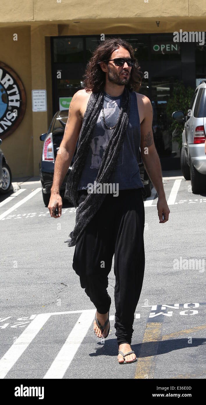 Russell Brand seen leaving the Earth Bar in West Hollywood Featuring ...