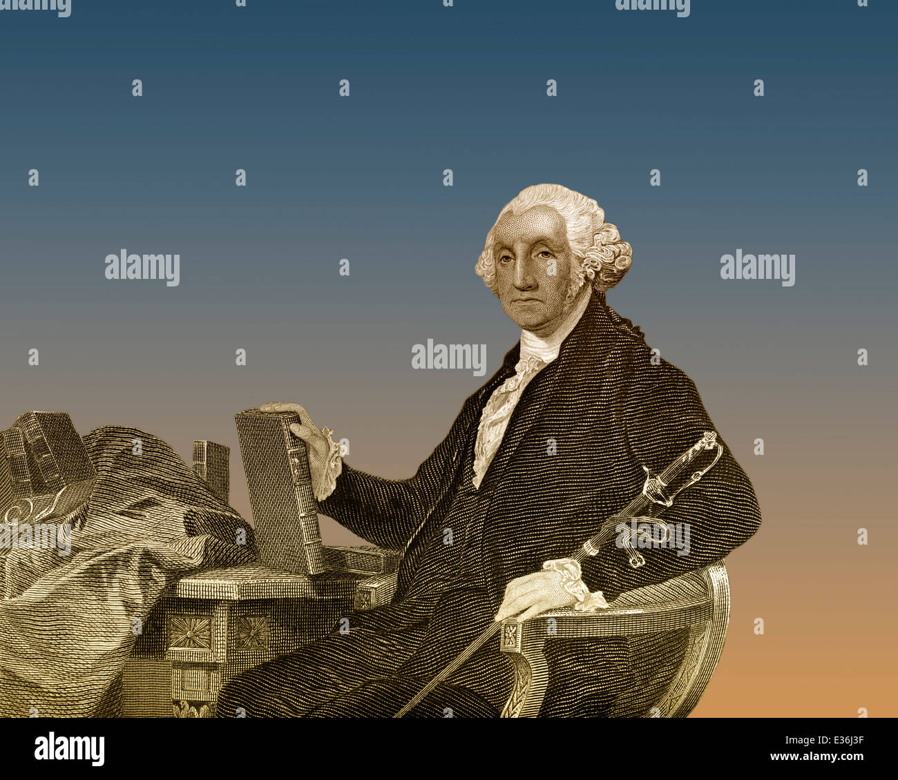 portrait of George Washington, 1732 - 1799, the first president of the ...