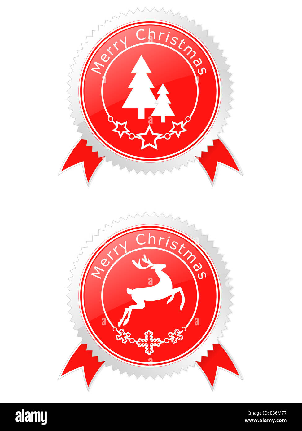 glossy red Christmas labels Stock Photo - Alamy