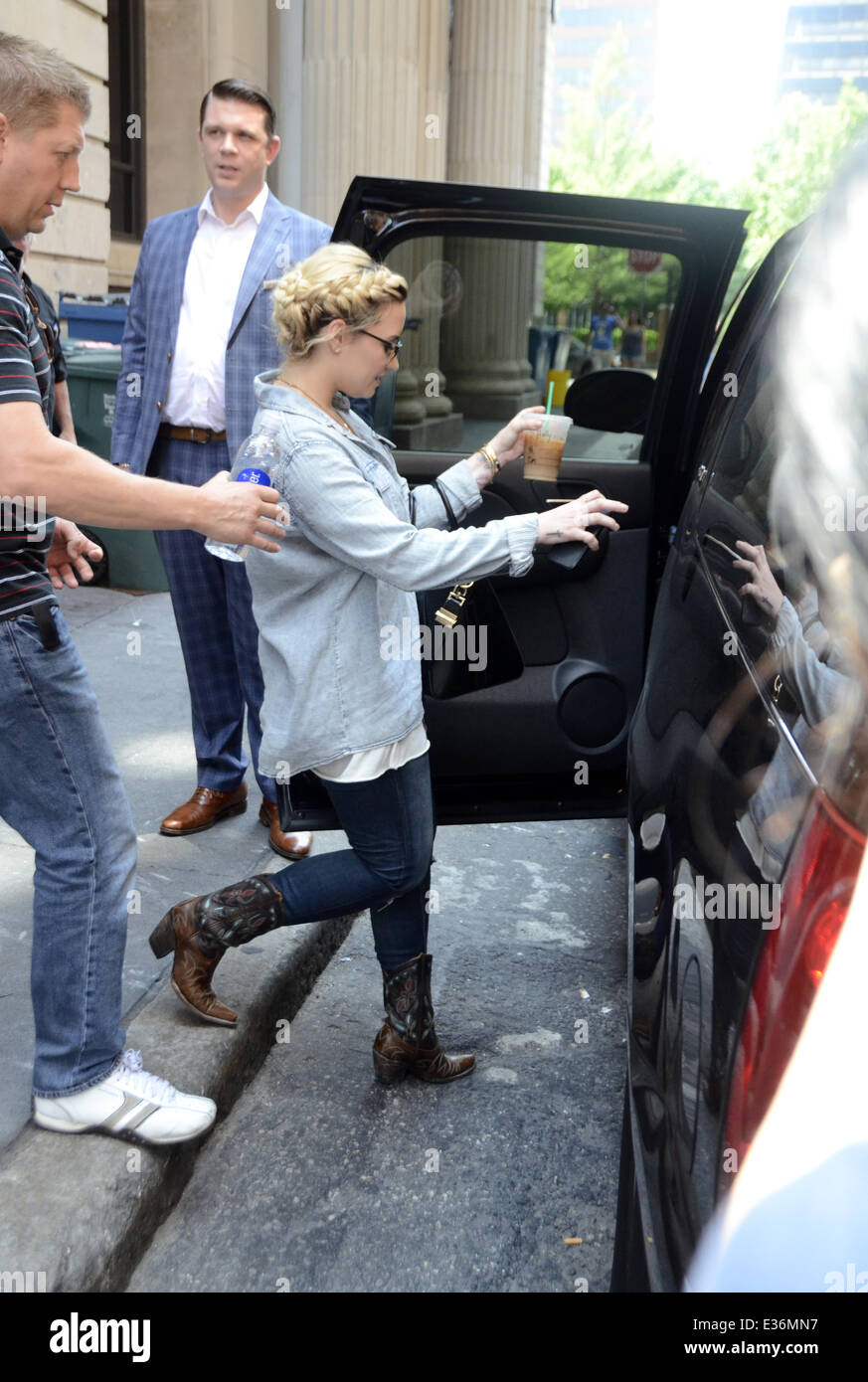 Demi Lovato leaving the Hotel Monaco in Philadelphia to attend a meet ...