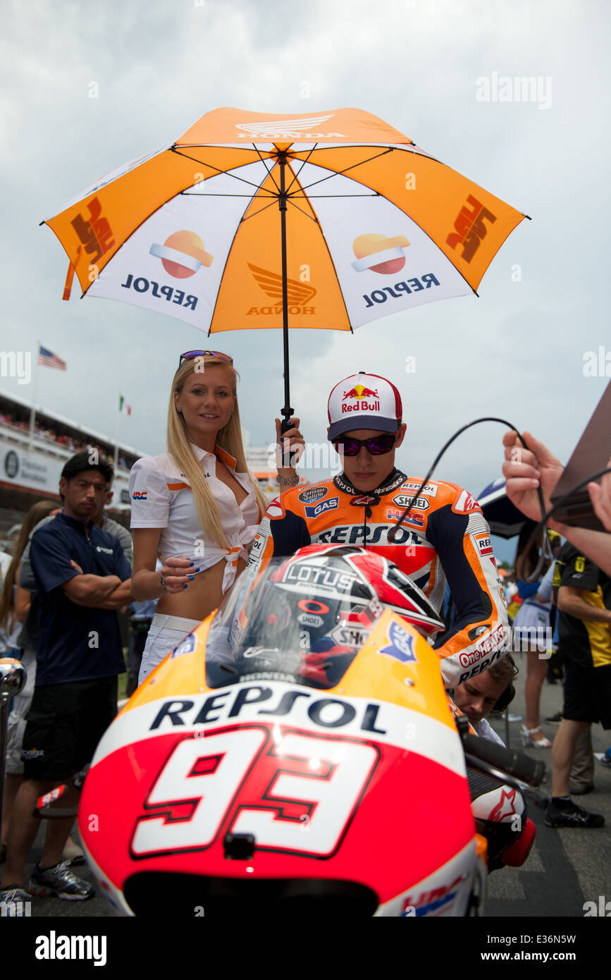 Marc Marquez on the start grid for Round 7 of the 2014 FIM MotoGP World ...