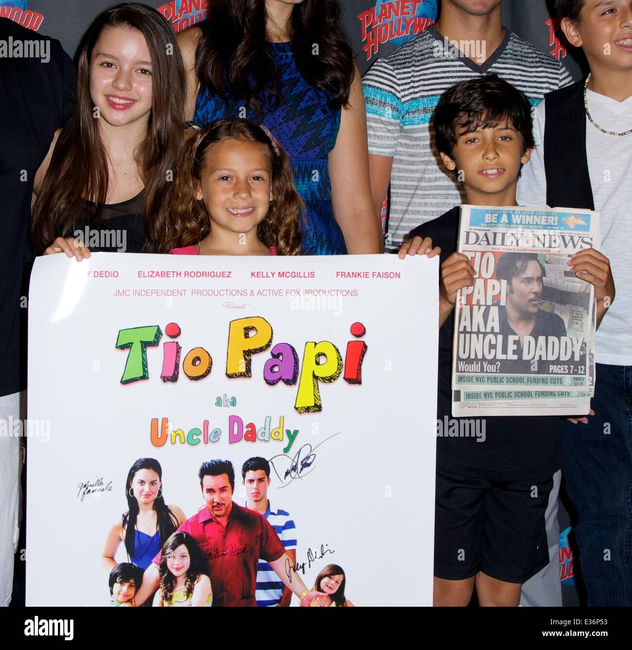 Cast members of the film 'Tio Papi' attend a photocall at Planet Hollywood Times Square ...