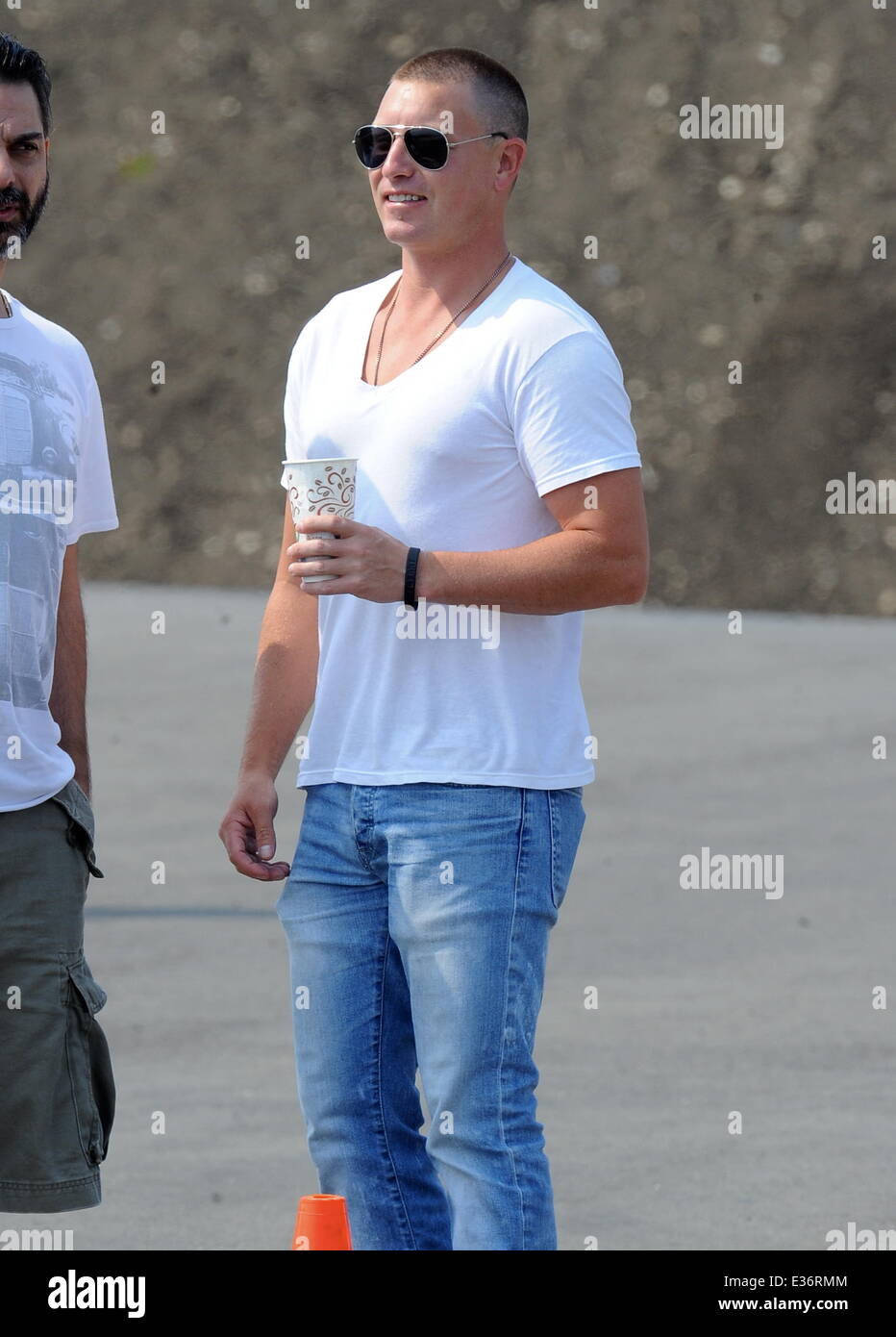 Lane Garrison on the set of 'Camp X-Ray' on San Pedro beach Featuring ...