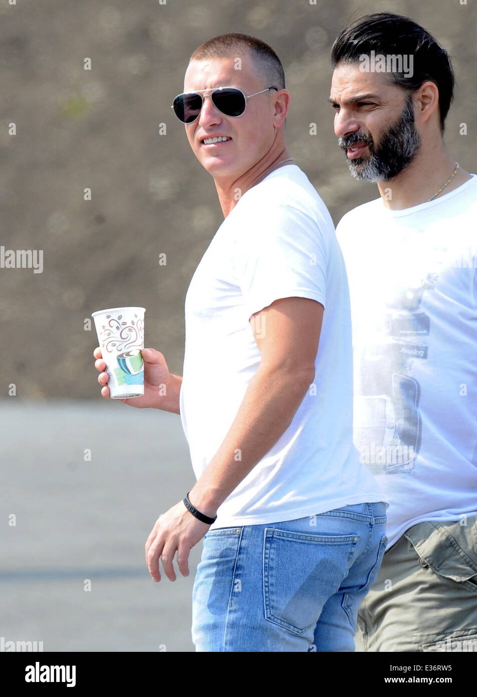 Lane Garrison on the set of 'Camp X-Ray' on San Pedro beach Featuring ...