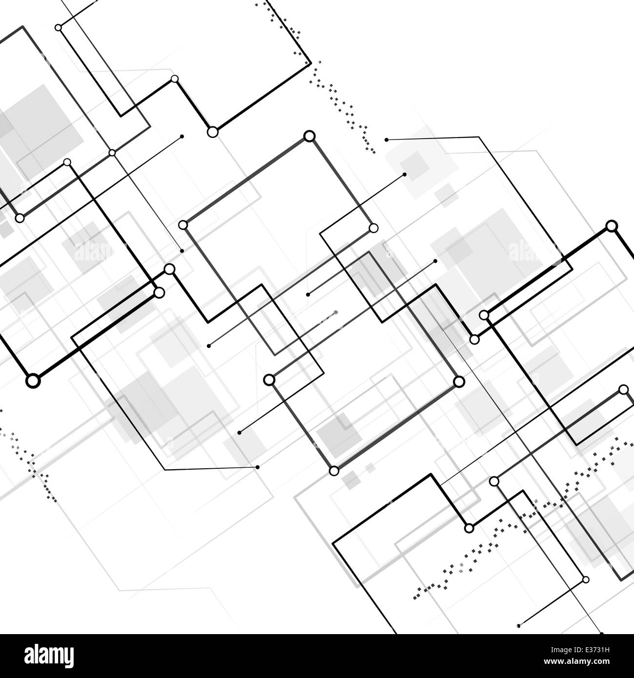 Abstract Technology lines and lights black and white background Stock ...