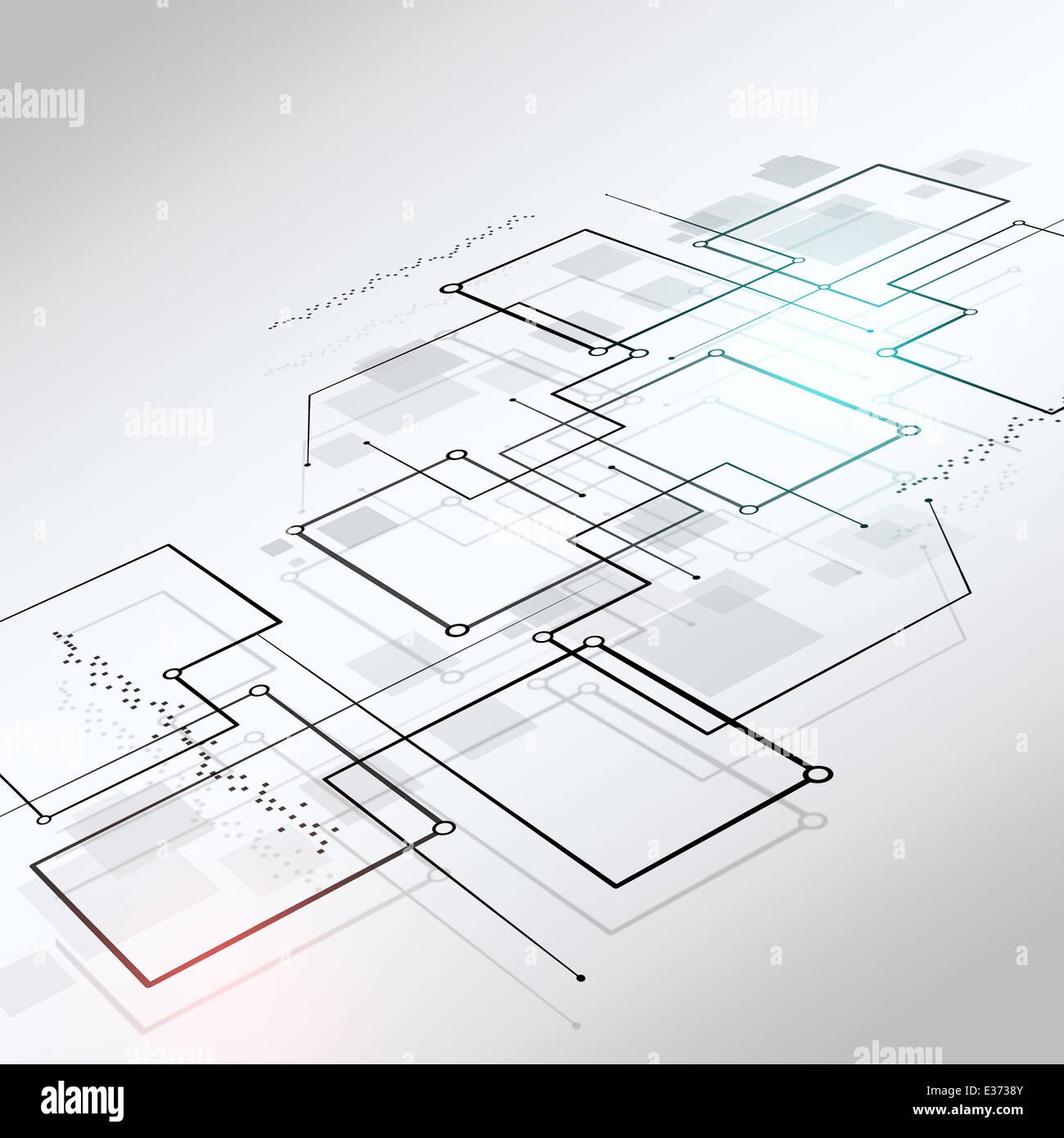 abstract technology lines and lights black and white background Stock ...