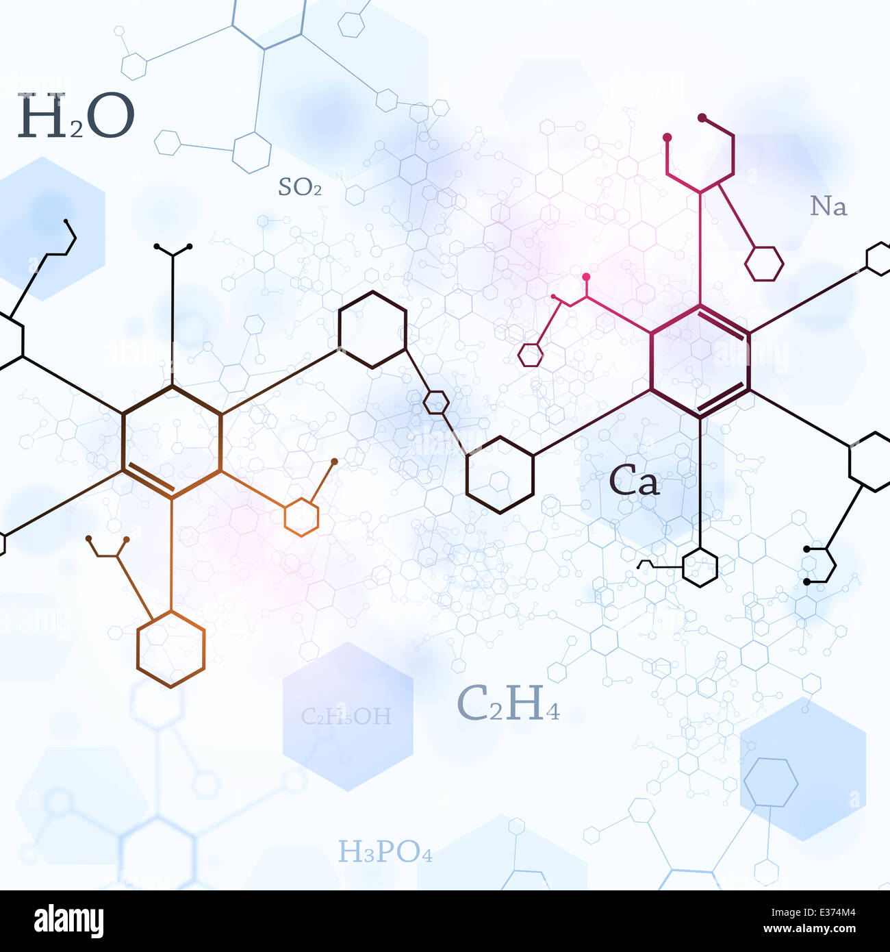 abstract blue technology and science background with chemistry elements ...