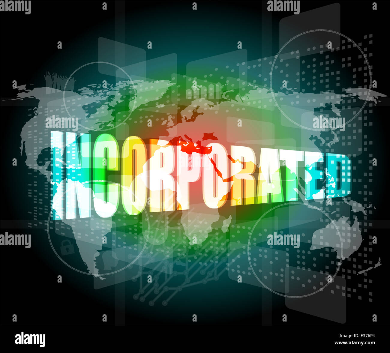 incorporated word on digital touch screen Stock Photo - Alamy