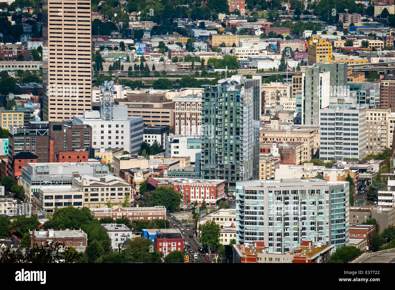 Buildings in downtown Portland, Oregon. View from above Stock Photo - Alamy